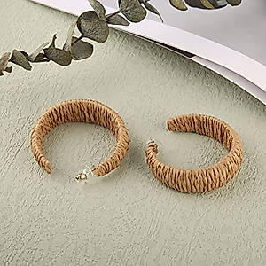 Scddboy Raffia Earrings for Women,Bohemian Beach Earrings Handmade Braid Geometric Drop Dangle Earrings