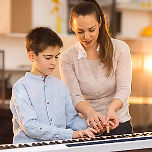 HONEY JOY Digital Piano 88 Key Semi-Weighted, Full Size Portable Electric Piano Keyboard with Sustain Pedal, MIDI Touch Sensitive Keyboard with Bluetooth, Musical Teaching Keyboard Toy (White)