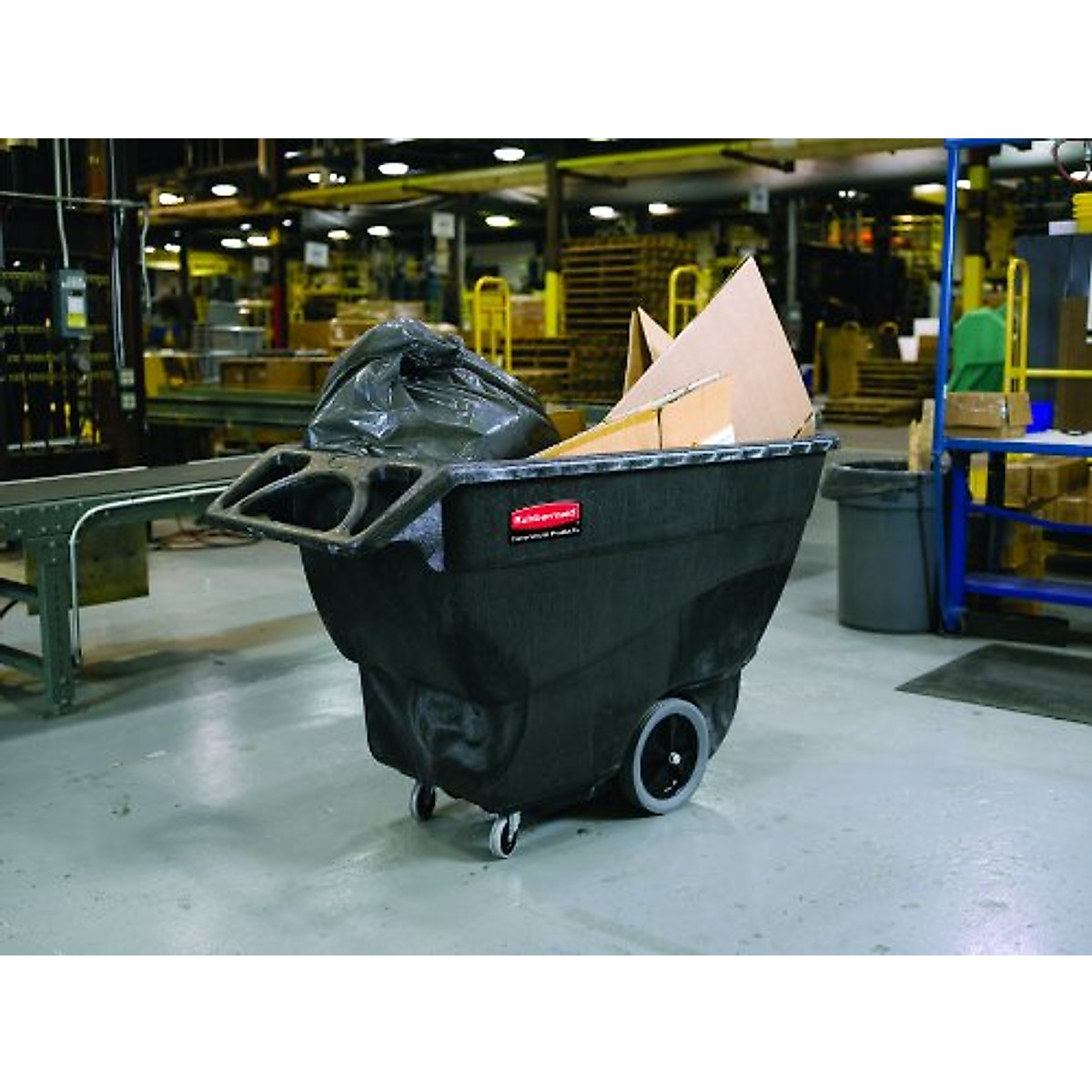 Rubbermaid Commercial Products Tilt Dump Truck, 1250 lbs 1 Cubic Yard Heavy Load Capacity with Wheels, Trash Recycling Cart, Black