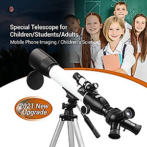 [Upgraded] Telescope, Astronomy Telescope for Adults, 60mm Aperture 500mm AZ Mount Astronomical Refracting Telescope for Kids Beginners with Adjustable Tripod, Phone Adapter, Nylon Bag