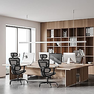 Ergonomic Office Chair - Mesh Office Chair High Back, Rolling Desk Chair, Executive Swivel Chair, Computer Chair with 3D Adjustable Armrest Headrest, 3D Lumbar Support, Blade Wheels