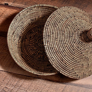 African Fair Trade Handwoven Tagine Basket, Black