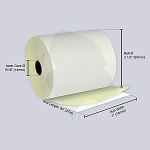 GORILLA SUPPLY Carbonless Kitchen Printer Paper Rolls, POS/Cash Register Paper Roll, White/Canary, M119 TM300 TMU200 U220, BPA Free, 3 inch x 90 ft 2-ply, 50 roll
