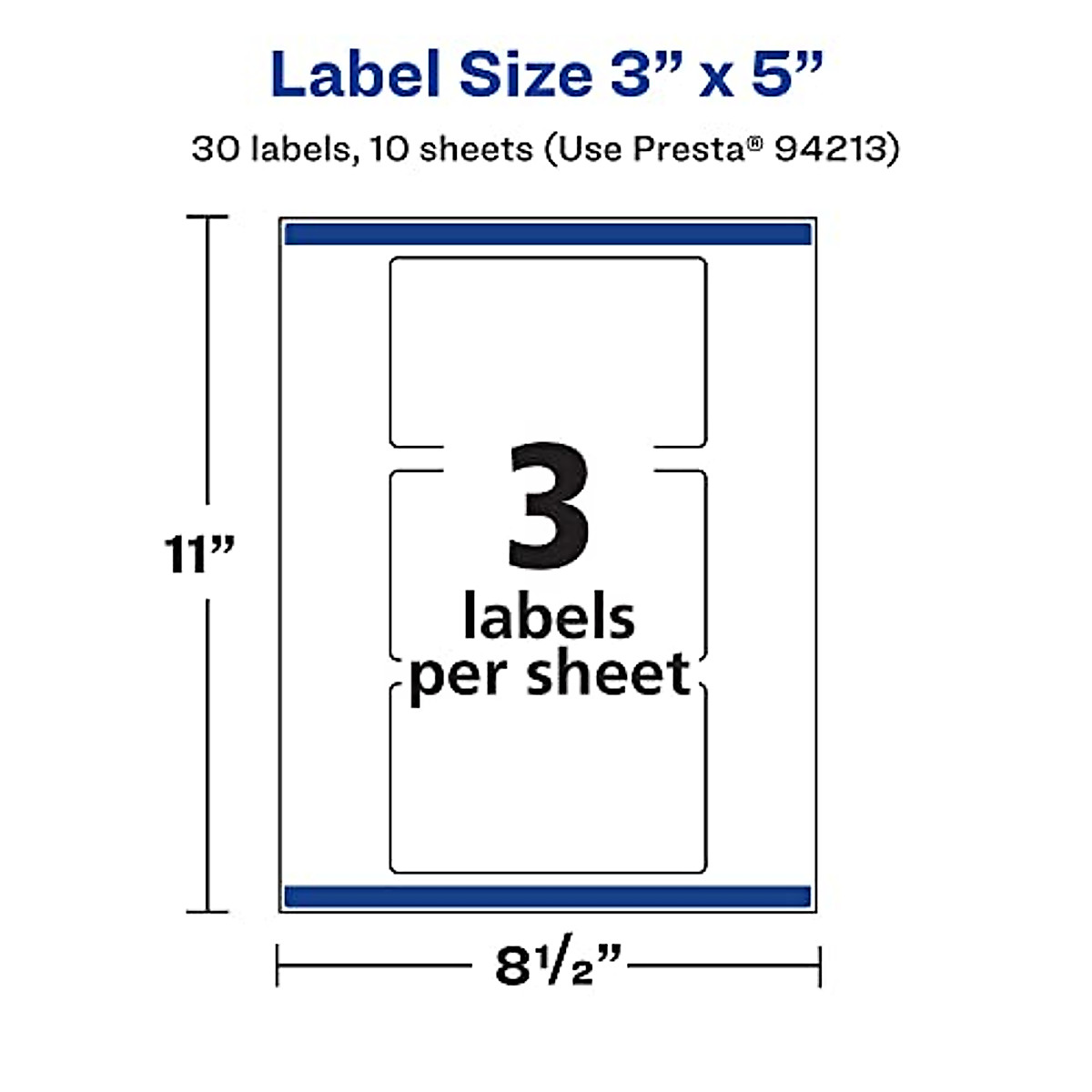 Avery Durable Waterproof Rectangle Labels with Sure Feed, 3" x 5", 30 Oil and Tear-Resistant Waterproof Labels, Print-to-The-Edge, Laser/Pigment-Based Inkjet Printable Labels