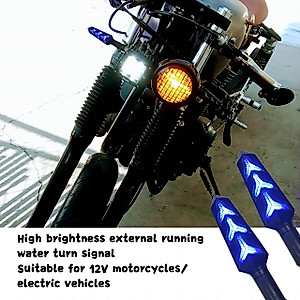 GKmow 4 PCS 12V LED Motorcycle Turn Signals Light, Motorbike Universal Y Shape Flowing Indicator Lights, Daytime Running Light for Motorcycle Motorbike Scooter Quad Cruiser Off Road (Blue)