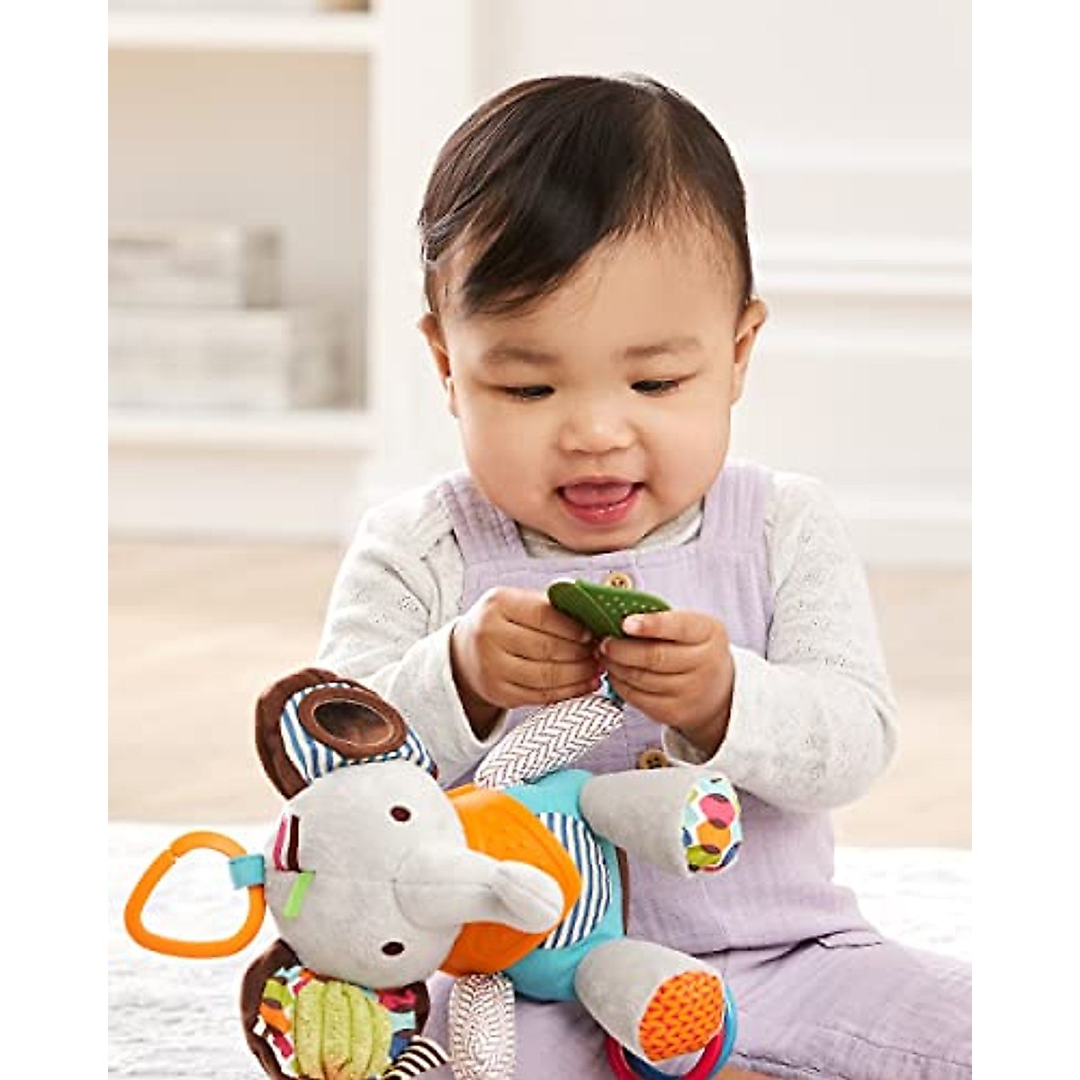 Skip Hop Bandana Buddies Baby Activity and Teething Toy with Multi-Sensory Rattle and Textures, Elephant
