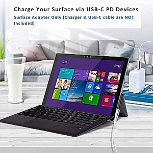 SUPERNIGHT Surface Connect to USB C Charging Adapter 15V 3A, Compatible for Microsoft Surface Pro X/7/6/5/4, Surface Laptop3/2/1, Surface Go/Book[1 PC Only]