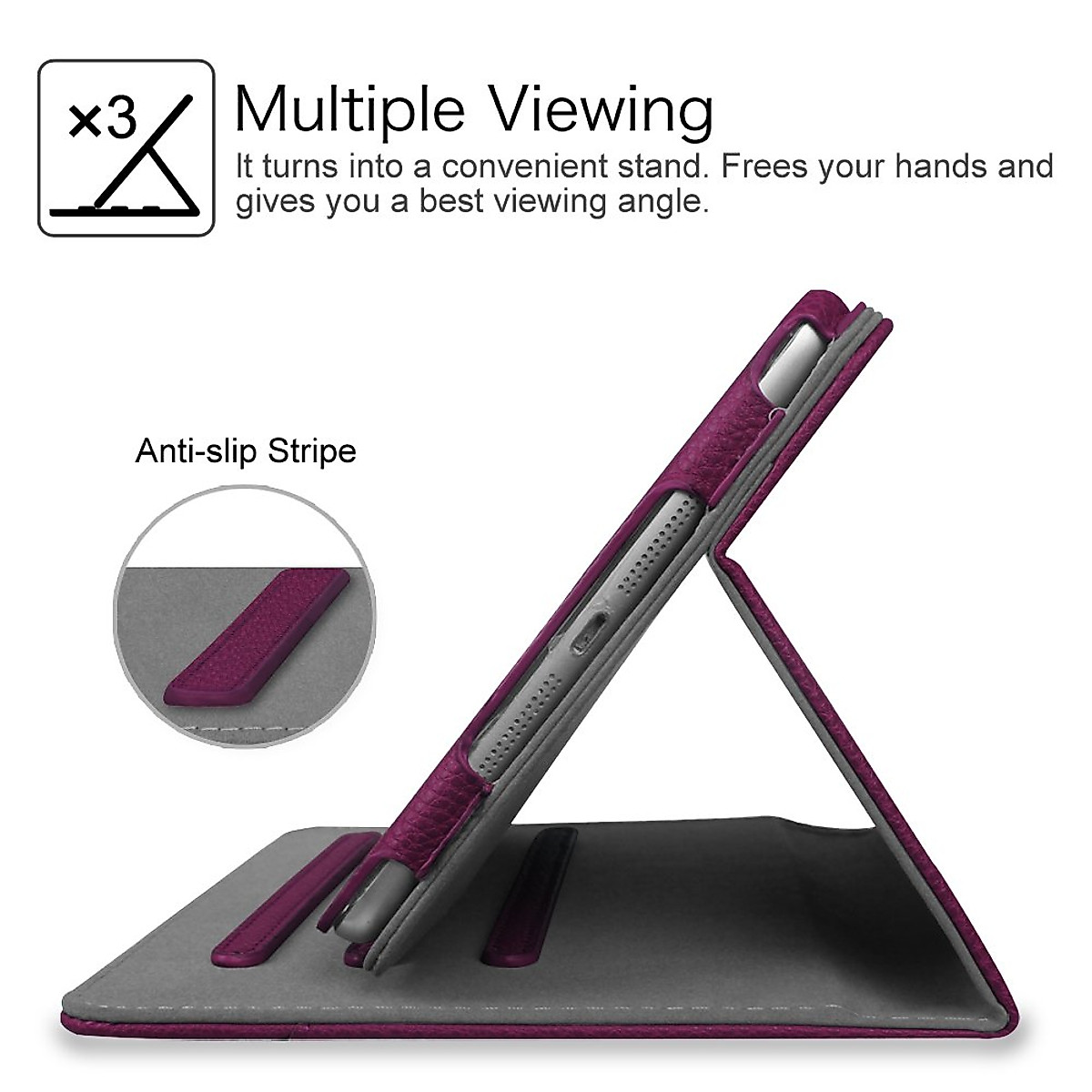 Fintie Case for iPad Mini 3, Mini 2/1 [Corner Protection], Multi-Angle Folio Smart Stand Protective Cover with Pocket, Auto Sleep/Wake, Purple