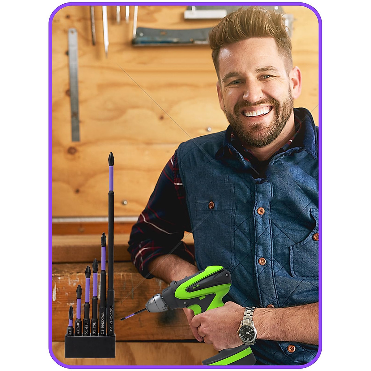 Magnetic Screwdriver Bits - D1 Anti-Slip And Shock-Proof Bits With Phillips Screwdriver Bits - Long Phillips Head Drill Bit - Upgraded High Hardness and Strong Magnetic Bit