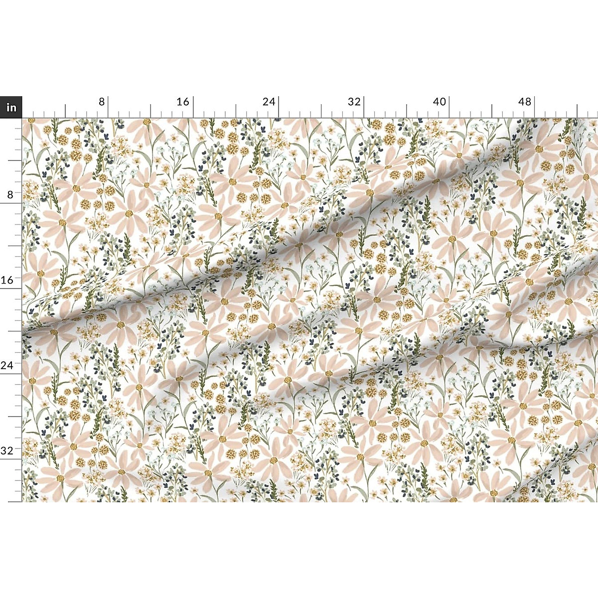 Spoonflower Fabric - Country Floral Watercolor Wildflower Summer Large Daisy Nursery Rustic Printed on Minky Fabric by The Yard - Sewing Baby Blankets Quilt Backing Plush