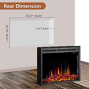 Havato 36 inch Electric Fireplace Inserts, Recessed Electric Stove Heater with Adjuatble Flame Colors, Log Colors, Flame Speed and Brightness, Remote Control & Time,750W/1500W