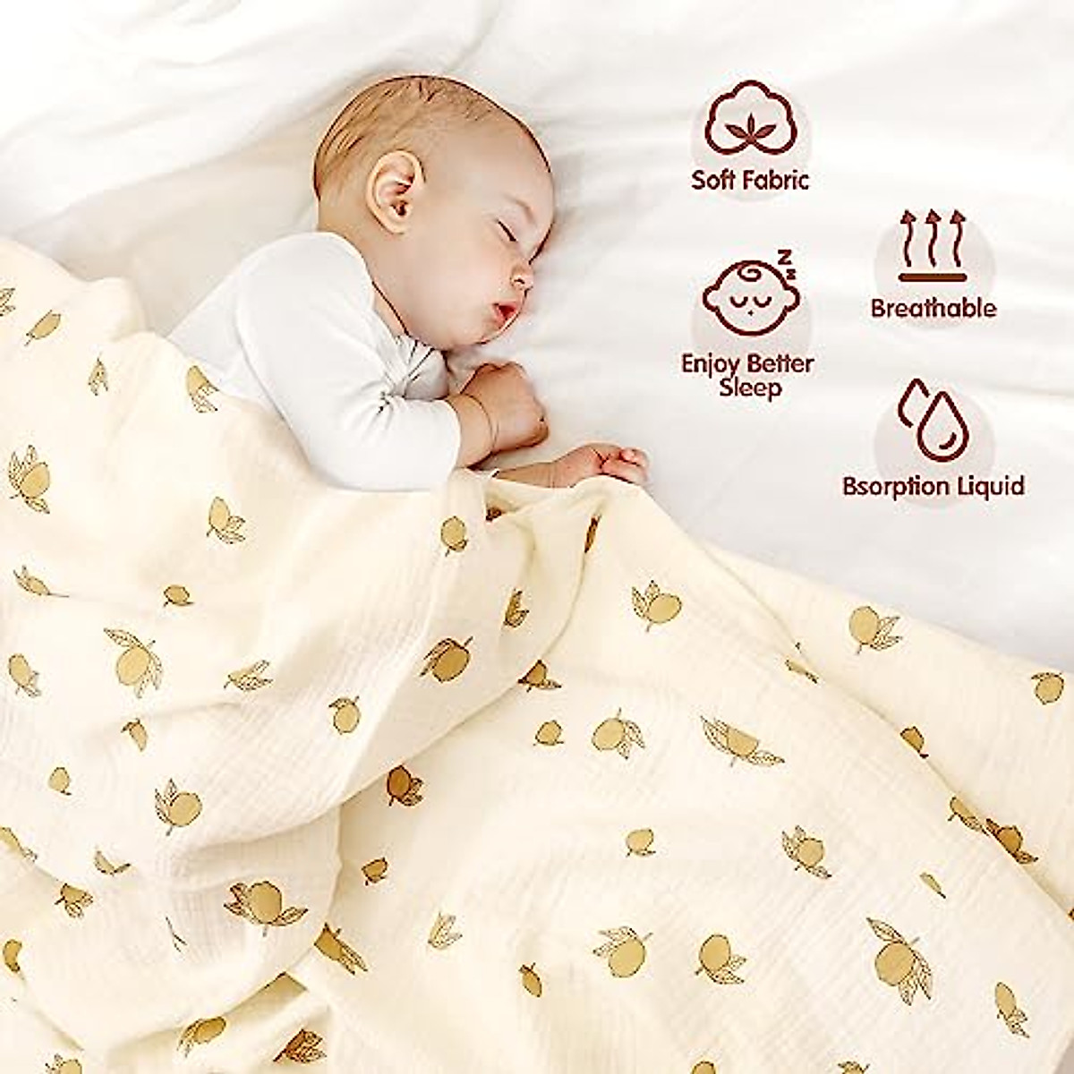 kmilro Muslin Swaddle Blankets 4 Pack Baby Swaddle Blankets for Unisex 40 x 40 inches Newborn Receiving Blanket Cotton Soft Breathable Muslin Baby Swaddles for Boys & Girls