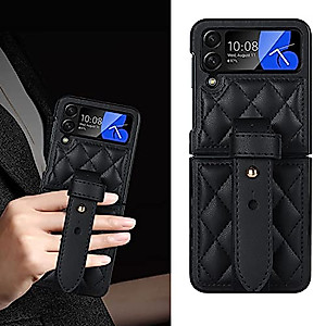 Fivean Suitable for Oppo findn2flip Foldable flip Card, Wrist Strap Phone case Black