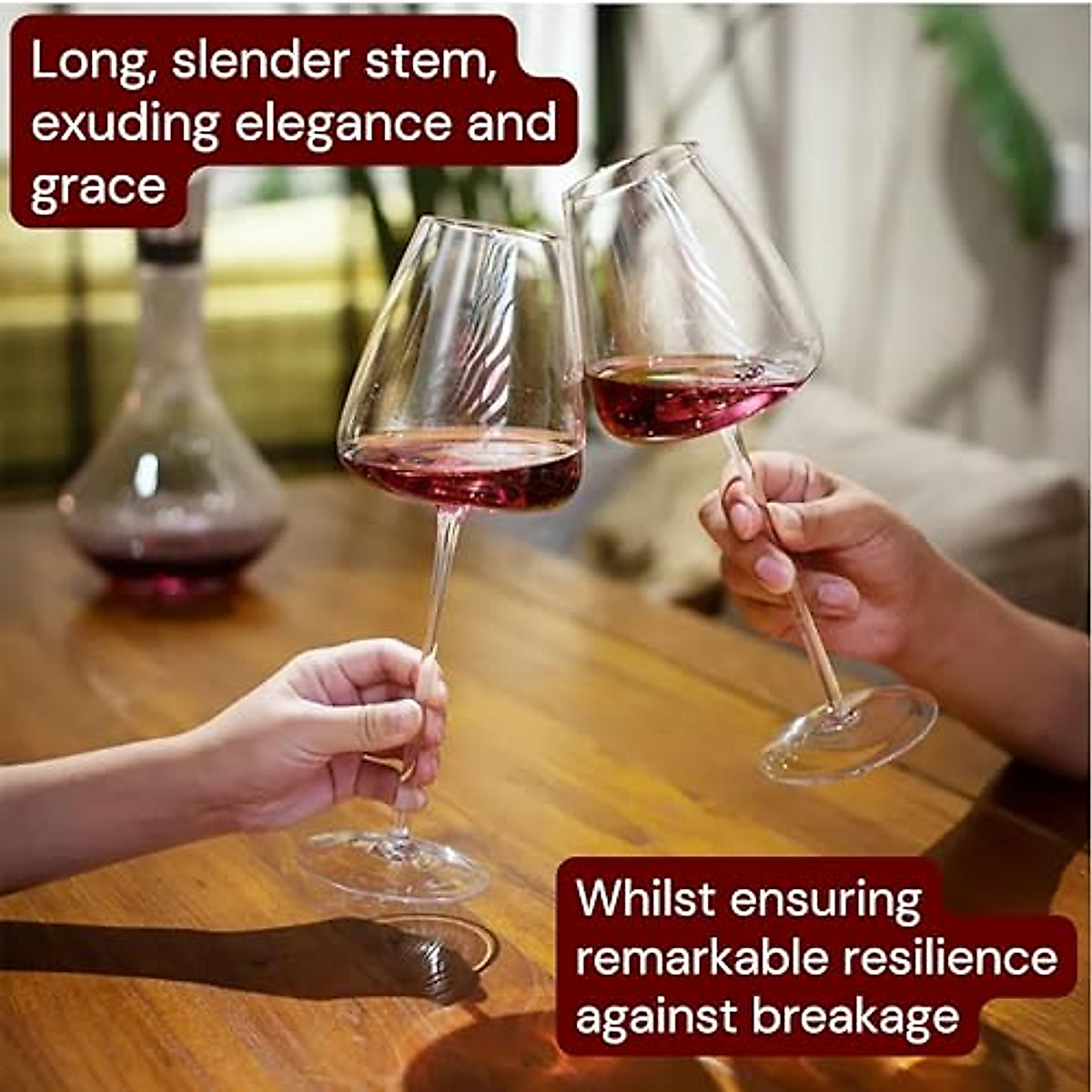 Sommelier´s Touch Elegant Crystal Wine Glass Set of 2. 20 oz, Artisan Crafted, Thin Rim, Long Stem - Versatile for Red, White, and Specialty Wines - Wine Lovers Gift.