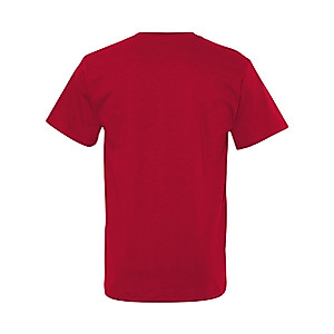 Fruit of the Loom Mens Heavy Cotton HD V-Neck T-Shirt (39VR) -True RED -M