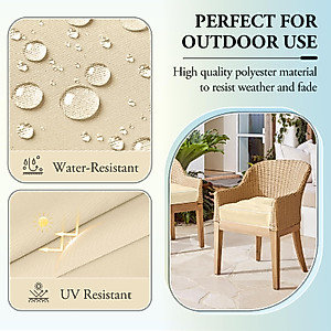 Wellsin Outdoor Chair Cushions Set of 2, Patio Cushions for Outdoor Furniture, Tufted Waterproof Outdoor Chair Pads, 19 x 19 Inch, Beige