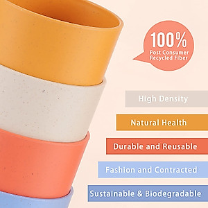 WUXURUN 6 Pack Wheat Straw Cup, Unbreakable Reusable Drinking Cups Water Cup, Stackable Coffee Cup Juice Tumblers, Mug for Coffee, Tea, Water, Milk, Juice