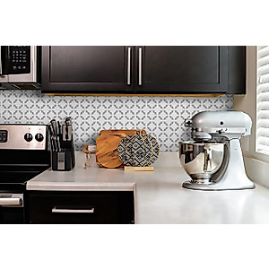 GloryTik 17.3" x 78.7"Gray and White Contact Paper Self Adhesive Removable Shelf Liner Peel and Stick Embossing Shelf Liners for Kitchen Cabinets Drawer