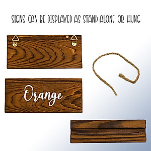 Darware Rustic Wood Beverage Signs (7-Flavor Mimosa Set); Drinks Labels for Coffee Urns, Iced Beverage Dispensers, and Carafes