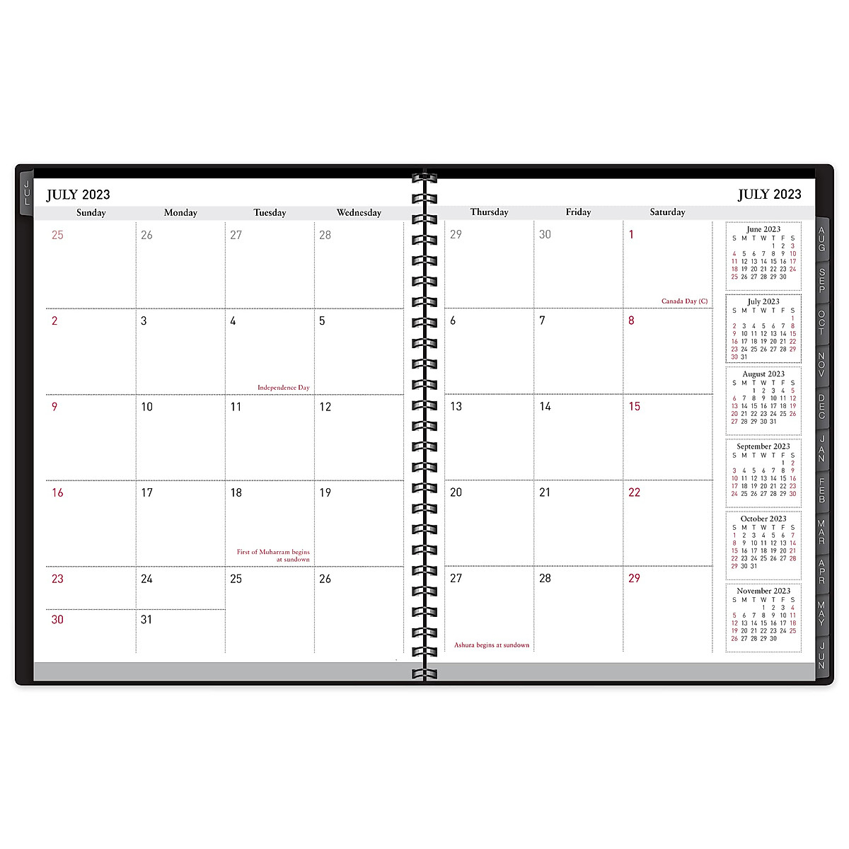 2023-2024 Office Depot® Brand 14-Month Weekly/Monthly Academic Planner, Vertical Format, 7-1/2" x 9", 30% Recycled, Black, July 2023 to August 2024