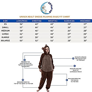 COSUSKET Fitted Unisex Adult Bear Onesie Pajamas, Halloween Sherpa Women's Cosplay Animal One Piece Costume (Brown, XLarge)
