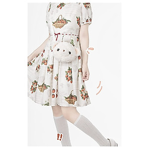 Hipi-shop Bear lolita plush Japanese cute Plush bag Creative shoulder bag Wallet Purse CrossBody bag for women and Girls (Black)