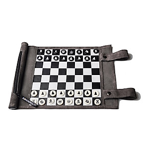 Pitkin Stearns International, Inc. Genuine Leather Roll-Up Travel Game - Chess/Checkers by Sondergut