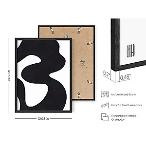 HAUS AND HUES Black and White Wall Art - Set of 3 Abstract Art Large Black and White Wall Art for Bathroom, Minimalist Wall Decor Black and White Abstract Wall Art Modern Art (Framed Black 12x16)