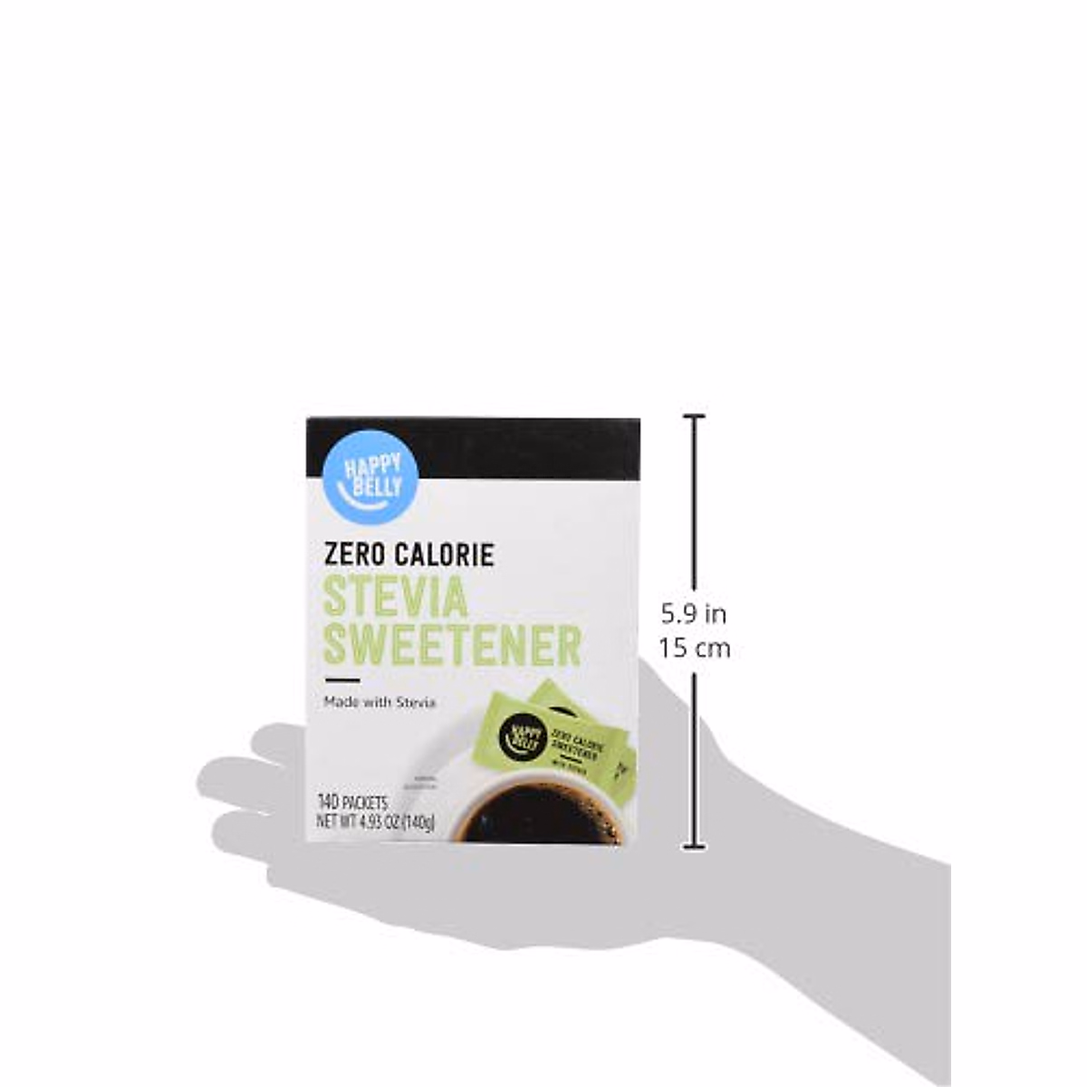 Amazon Brand - Happy Belly, Zero Calorie Stevia Sweetener powder, 140 Packet, 4.93 ounce (Pack of 1) (Previously Sugarly Sweet)