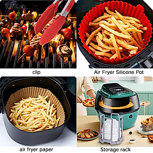 Air Fryer Liners Baking Paper Round, 203pcs Air Fryer Parchment Disposable with 7.5" Air Fryer Silicone Liner, Non-Stick Wax Paper for Air Fryer Liner, Water-proof, Oil-proof for Roasting Microwave