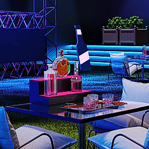 Magshion 2-Step Lighted Bar Shelves LED Lighted Liquor Bottle Display Shelf, 16" Dynamic Color Change Bottle Display, Home Kitchen Private Party Nightclub Decor, L20 Color Shifts w/Remote Control