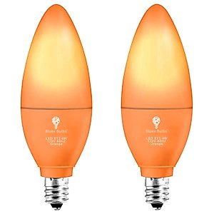 2 Pack BlueX LED Candle Orange Light Bulb - 4W (40Watt Equivalent) - E12 Base Orange LED Orange Bulb, Party Decoration, Porch, Home Lighting, Holiday Lighting, Chandelier Light Bulbs, Candelabra Bulbs