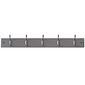 Home Basics Durable 5-Double-Hooks Wall-Mounted Hanging Rack, Grey | Place in Entry Way | Hanging in a Garage | Store Essentials Before You Leave The House