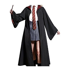 Magic Robe Four Magic College Styles Wizard Witch Cape School Uniform Hooded Cloak Windcoat Halloween Costume (Red, 150)