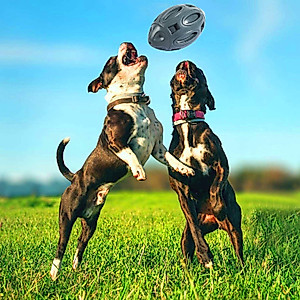 vnice Indestructible Squeaky Dog Toy,Elasticity Rubber Rugby,Puppy Clean Toothbrush, Anxiety Release, Pet Interactive Ball Toy for Small Medium and Large Breed(Gray)