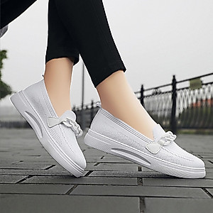 VIFOCUS Women's Slip on Breathe Mesh Walking Shoes,Lightweight Comfort Non-Slip Softsole Chain Fashion Sneakers Casual Penny (Black,8)