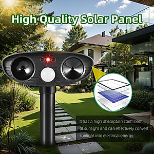 Ultrasonic Animal Repellent Outdoor Solar Animal Repeller with Motion Detection Cat Deterrent Outdoor Deer Repellent Device to Scare Coyote Raccoon Squirrel Rabbit Skunk Repellent for Yard (4)