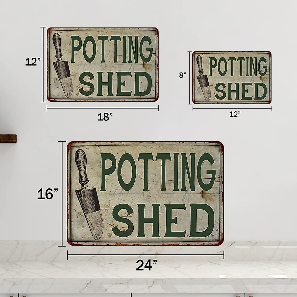 Potting Shed Sign Garden Signs Gardening Vintage Decor She Shed Decorations Rustic Decorative Plaque Tin Moms Flowers Herbs Fruit Vegetables Gift 8 x 12 High Gloss Metal 208120020045