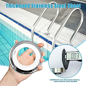 4 Pool Ladder Bumpers for Inground Pool & 4 Stainless Steel Pool Ladder Escutcheon Plates, Rubber Pool Ladder Inside Plug Bumper Caps & Pool Ladder Rings Fits 1.90” Pool Ladder Tubing (B)