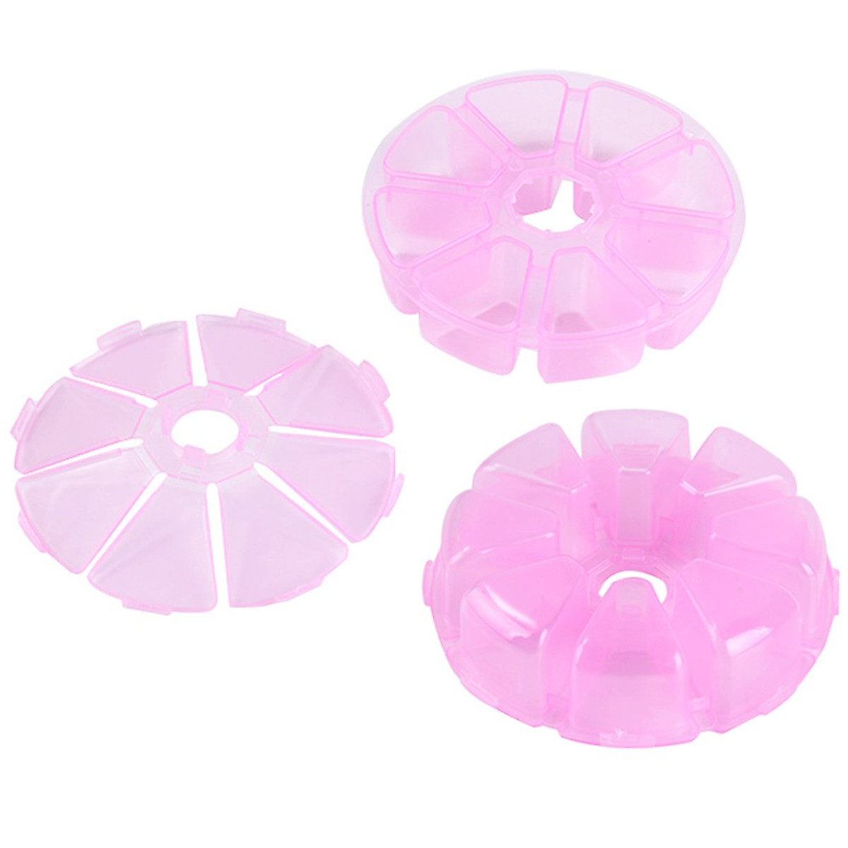 LEFV™ Storage Box Round 8 Compartments Beads Pearls Jewelry Accessories Organizer Pill Case Classified Container, Pack of 2, Random Color