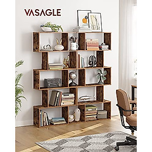 VASAGLE Bookcase, 5-Tier Bookshelf, Display Shelf and Room Divider, Freestanding Decorative Storage Shelving, Rustic Brown ULBC62BX