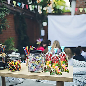 100 Pieces Farm Animal Cellophane Bags Farmhouse Party Treat Bag Cow Sheep Pig Printed Candy Goodie Bags with 100 Twist Ties for Birthday Baby Shower Party Favors Chocolate Snacks Cookies Packaging