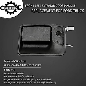 Exterior Door Handle, Compatible with 1999-2016 Ford F-250 F-350 F-450 F-550 Super Duty | 2000-2005 Ford Excursion & More, Front Outside Left Driver Side with Key Hole | Replace# 7C3Z-2522405-AA 79306
