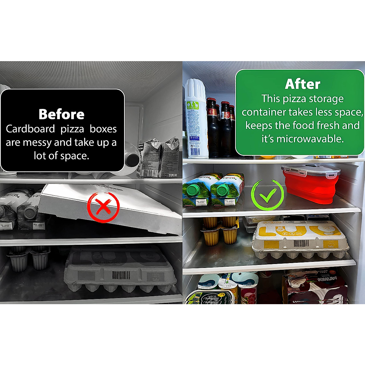 Pizza Storage Container Collapsible | Burguer Holder | With 5 Serving Trays | Improved | Pizza Slice Container | Silicone Collapsible Reusable Microwavable & Dishwasher Safe | Leftover Slice Container