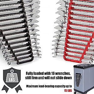 32-Slot Wrench Organizer for Tool Box, 2 Pack Magnetic Wrench Organizer, Wrench Holder SAE(1/4" - 1/16") and Metric(6mm-24mm), Wall Mounted Wrench Organizer