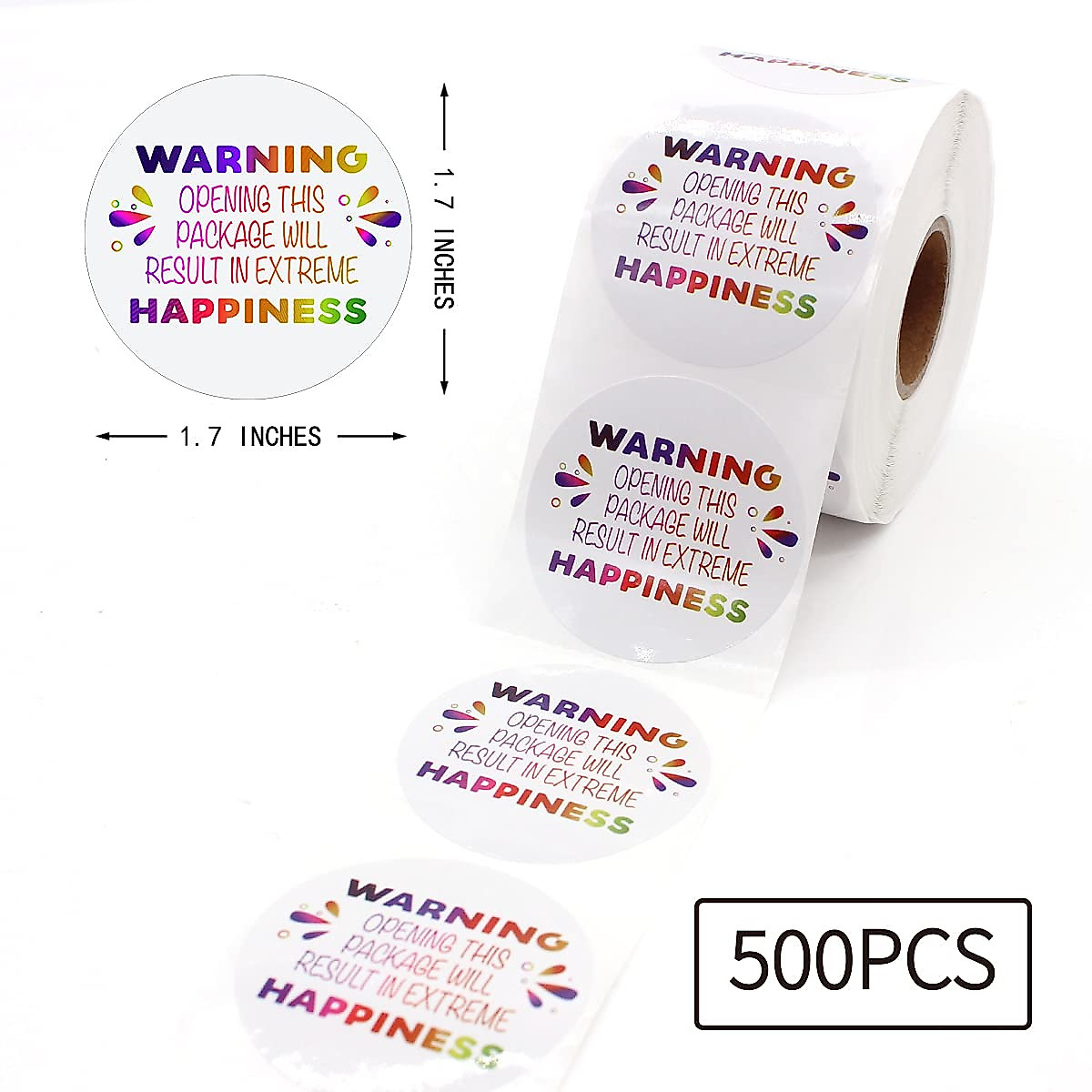 Littlefa 1.5” Warning Opening This Package with Rainbow Design Stickers,Thank You Stickers,Bakeries Stickers,Handmade Stickers,Small Business Stickers, Envelopes Stickers, Gift Bags Packaging 500 PCS