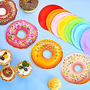 34 Pcs Donut Party Decorations Include 2 Pcs Donut Garland Banner and 32 Pcs Donut Hanging Swirl Party Supplies for Birthday Baby Shower Grow Up Party Favors