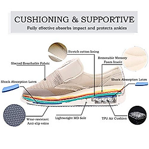 Mei MACLEOD Women's Adjuatable Closure Walking Shoes Wid Width Diabetic Edema Shoes with Memory Foam Air Cushion Casual Sneakers Outdoor Inoor Black