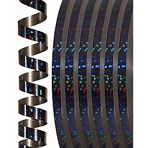 PartyWoo Black Ribbon, 600 Yards Curling Ribbon for Balloons, Iridescent Crimped Ribbon, Shiny Curling Ribbon for Craft, Ribbon for Gift Wrapping, Wedding, Florist Flower (6 Rolls, 100 Yards/Roll)