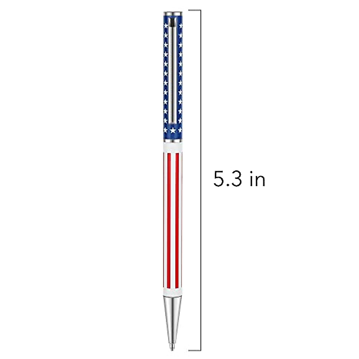 Unibene Slim Metal Retractable Ballpoint Pens Bulk of 6 Count, Patriotic American Flag for Swat, Veteran, Promotion, Graduation, Planner, Medium Point(1 mm Black Ink), School and Office Supplies